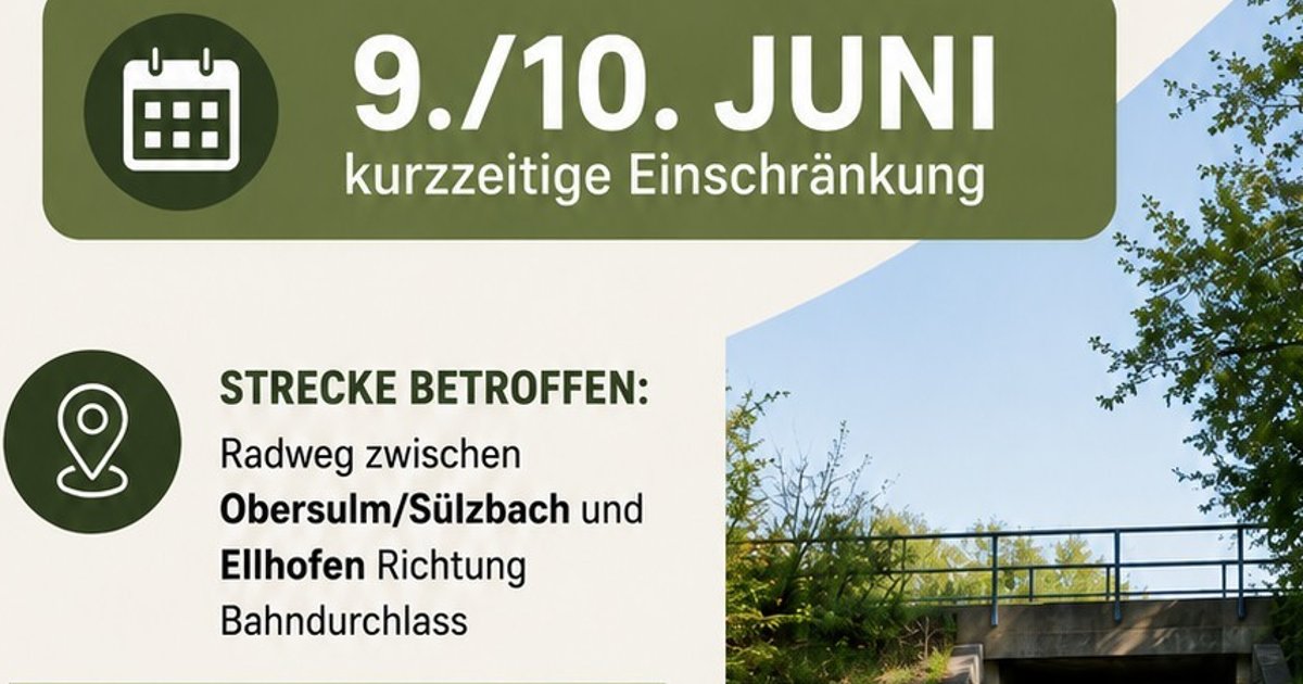 Wichtige Information für Radfahrende: Kurzzeitige Einschränkung am 9 ...